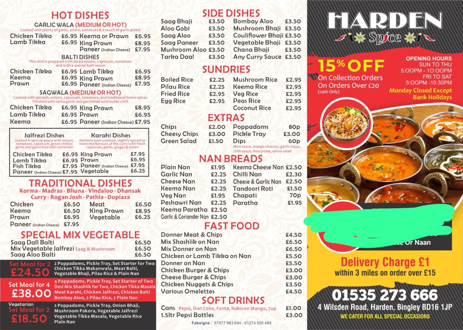 Menu | Harden Spice - Get 15% off on all online orders