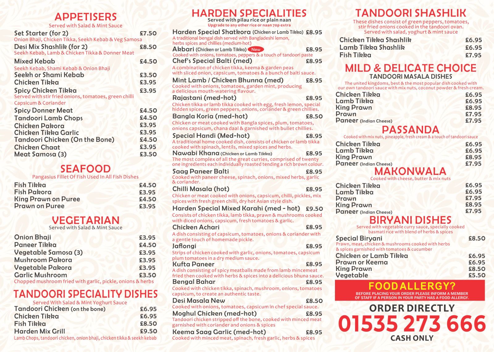 Menu | Harden Spice - Get 15% off on all online orders